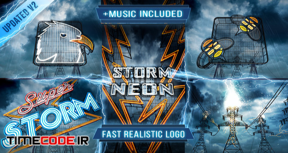 دانلود پروژه آماده افترافکت : آرم استیشن Neon Storm Logo Intro – تایم کد