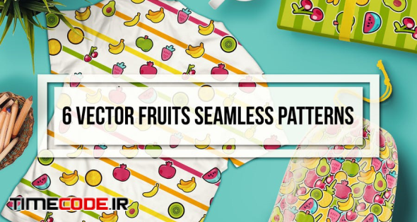 دانلود پترن فانتزی میوه Happy Fruits Seamless Patterns – تایم کد