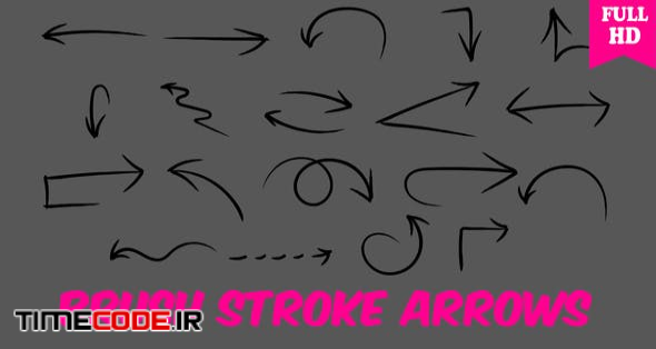 دانلود فوتیج آلفا فلش با طرح دستی Brush Stroke Arrows – تایم کد