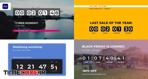 دانلود پروژه آماده افتر افکت : پکیج شمارش معکوس Banner Countdown Timers ...