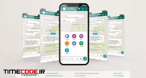 دانلود موکاپ گوشی موبایل + قالب واتس اپ Whatsapp Interface Template ...
