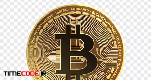 دانلود وکتور بیت کوین Bitcoin Golden Cryptocurrency Coin تایم کد