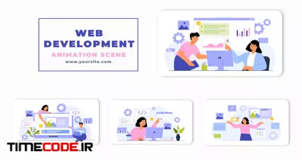 دانلود پروژه آماده افتر افکت : موشن گرافیک توسعه وب Flat Character Web Development Animation ...