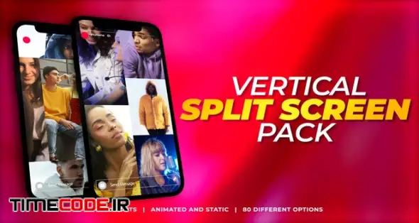 دانلود پریست افتر افکت : تقسیم صفحه عمودی Vertical Split Screen Pack – تایم کد