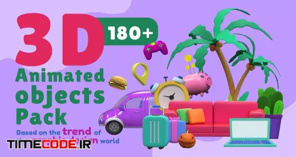 دانلود پروژه آماده افتر افکت : پکیج انیمیشن سه بعدی 2D Animated Objects Pack – تایم کد