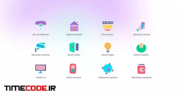 دانلود پروژه آماده افتر افکت : آیکون انیمیشن ابزار هوشمند خانه Smart Home Icons Set – تایم کد