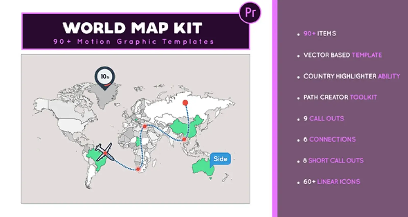 دانلود پروژه آماده پریمیر : کیت نقشه جهان World Map Kit – تایم کد