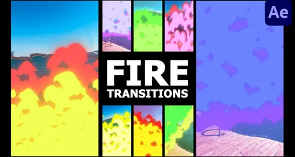پروژه آماده افتر افکت : ترانزیشن عمودی آتش Fire Vertical Transitions ...